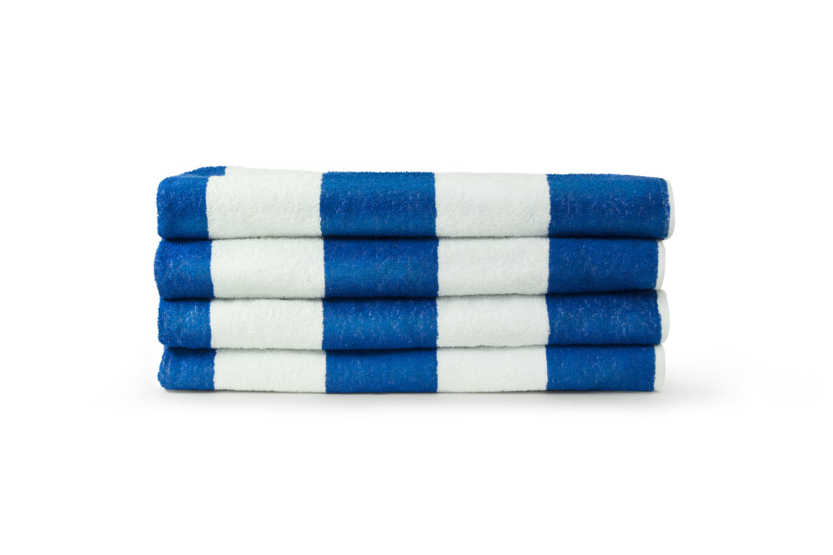 Paquete 100 toallas listadas azul con blanco 170 X 90 700 grms Marca La ...